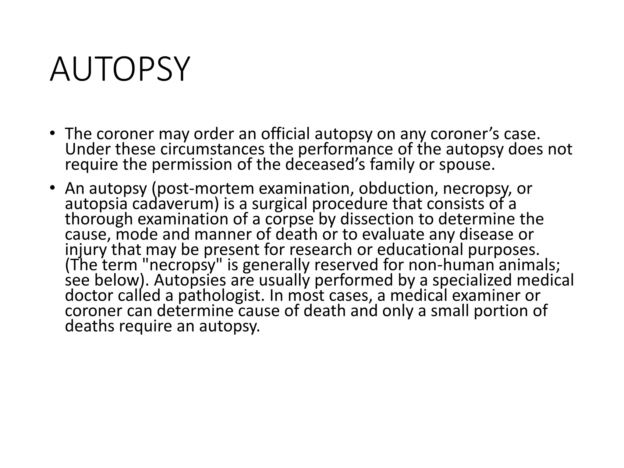 Autopsy, Coroner's Case & Incest | PPTX