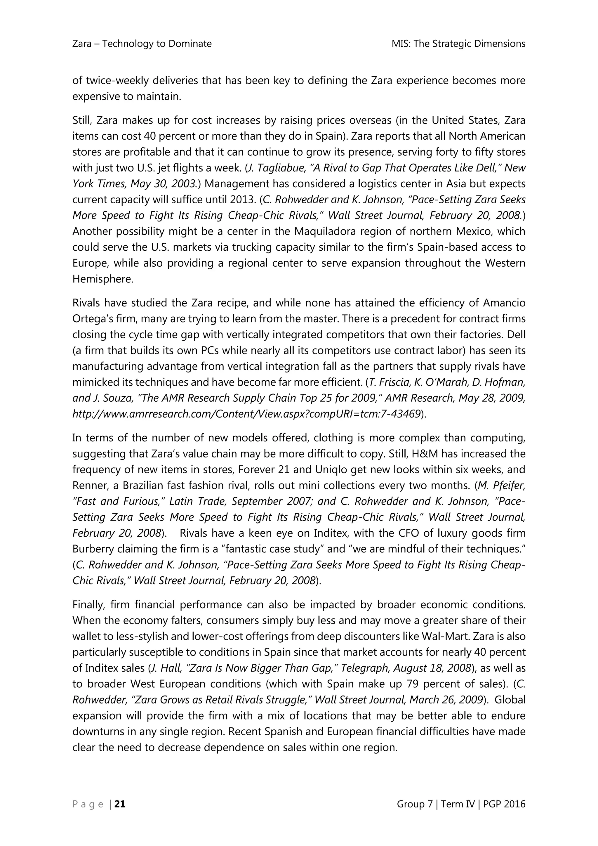 ZARA | IIMC | MIS | PDF