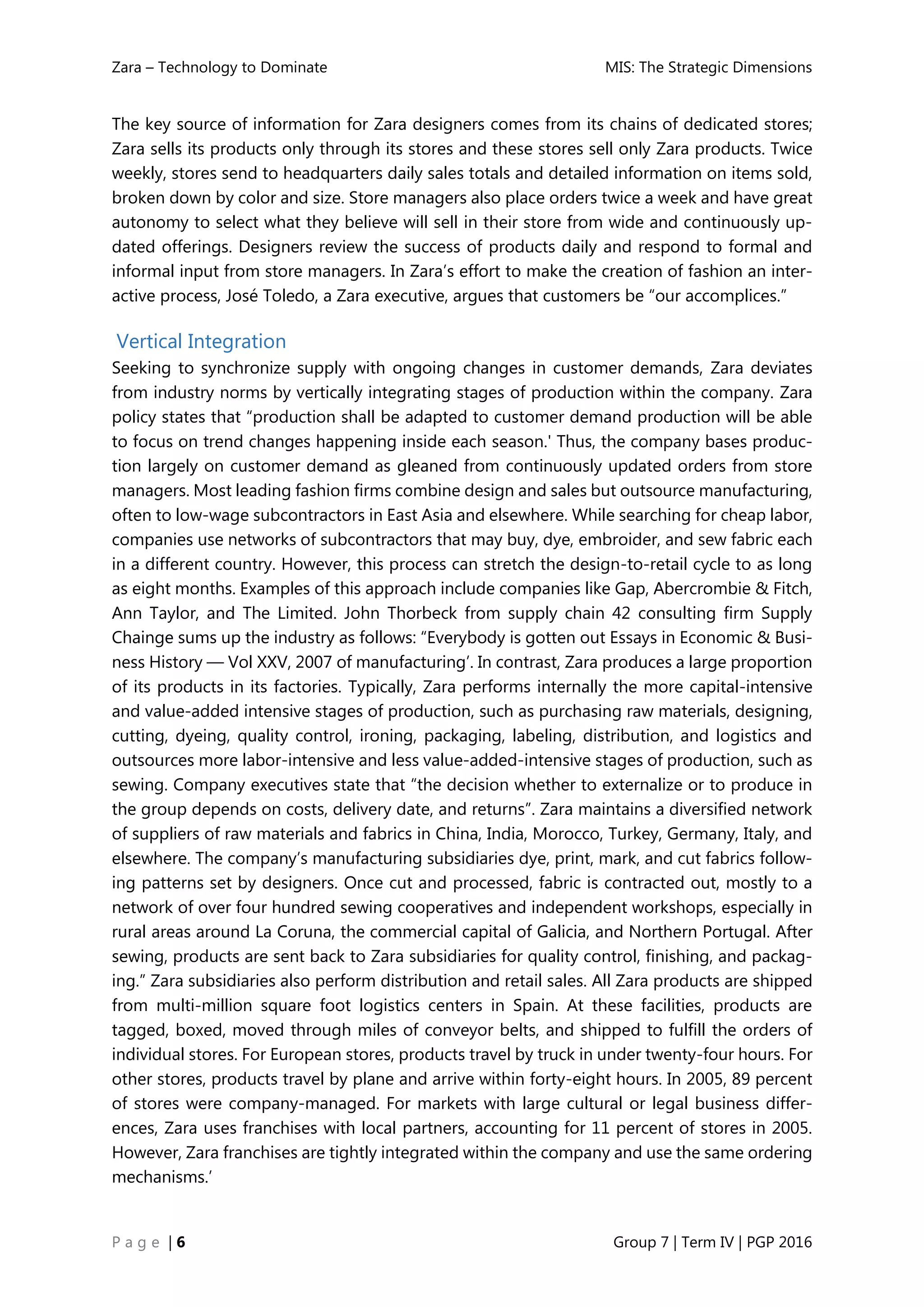 ZARA | IIMC | MIS | PDF