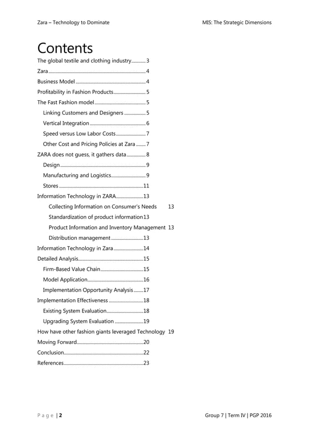 ZARA | IIMC | MIS | PDF