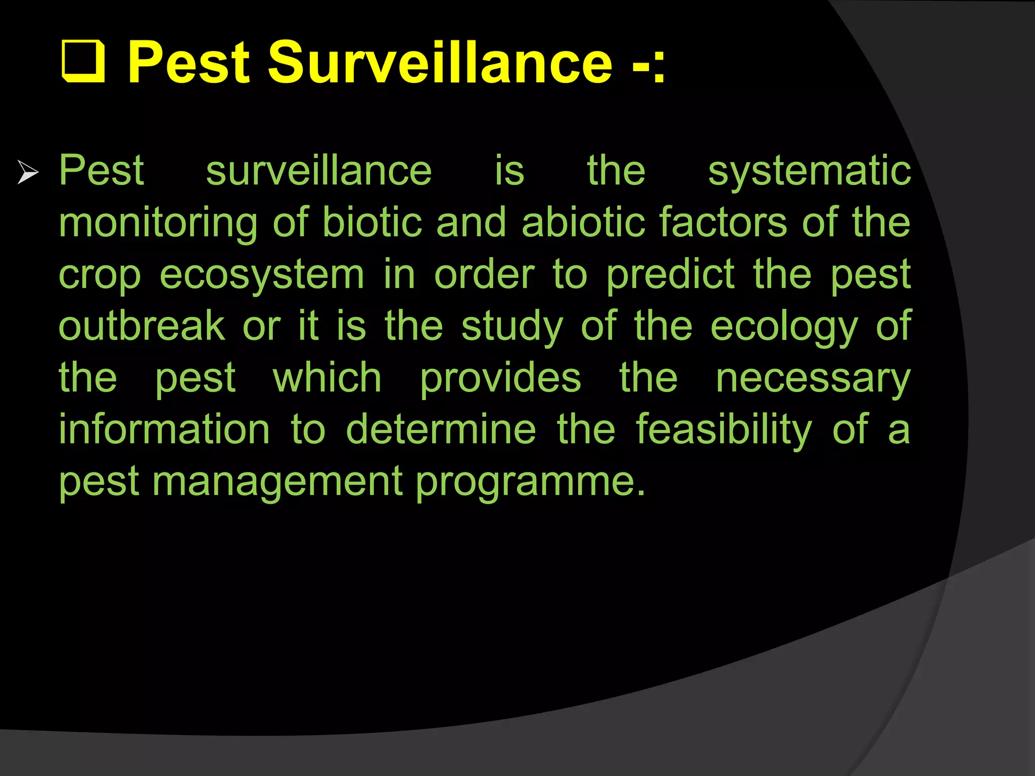 Economic importance of insect-pest , monitoring , survey & surveillance ...