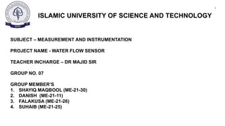 Water flow sensor yfs402b ppt for btech students | PPTX