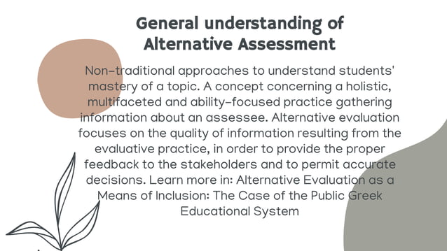 Group 7- Alternative Assessment.pptx | Educational Assessment | Education