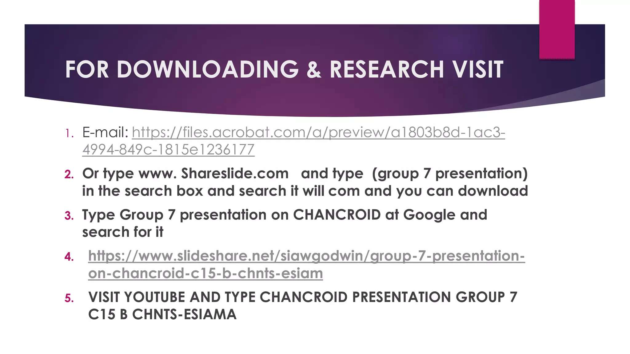 CHANCROID PRESENTATION FROM STUDENT @ CHNTS ESIAMA- C15B GROUP | PDF