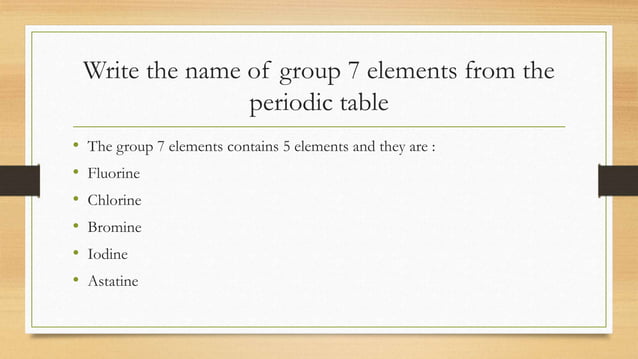 Group 7 elements | PPT