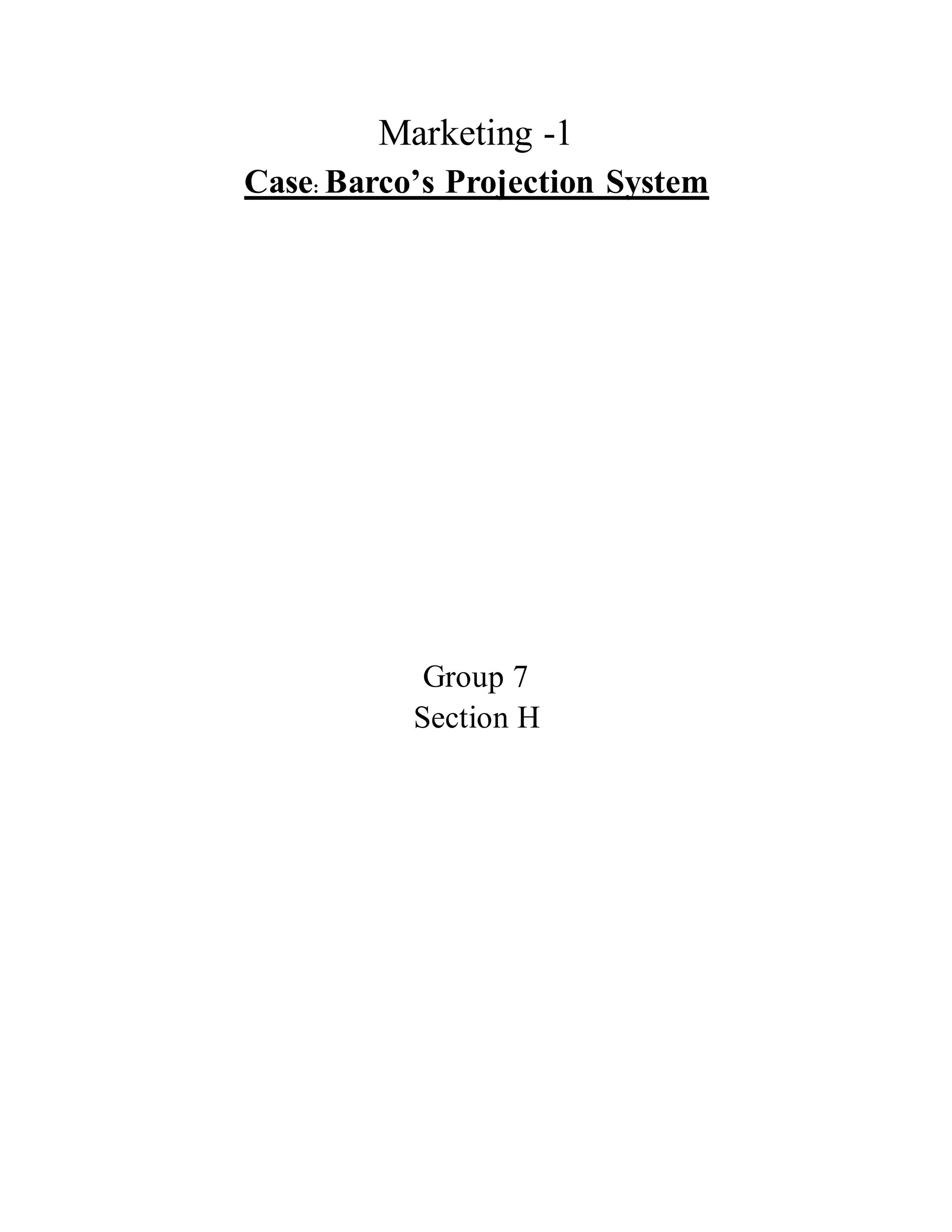 barco_projectionsystems case analysis | DOCX