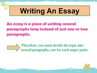 WRITING AN ESSAY & PATTERN OF ESSAY | PPT