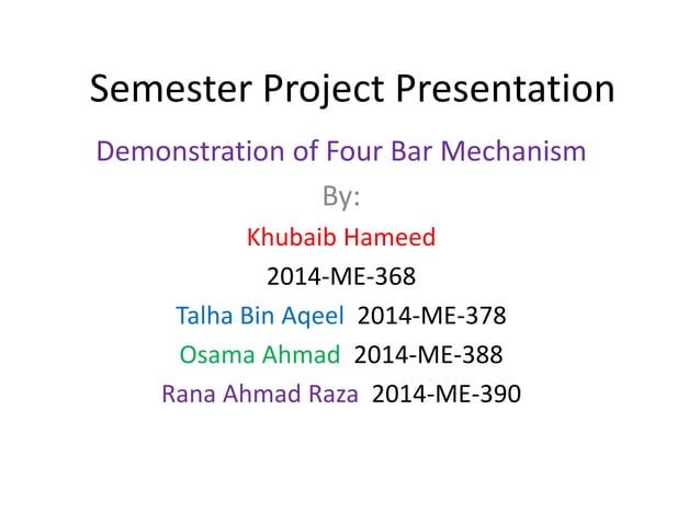 Four Bar Mechanism | PPTX