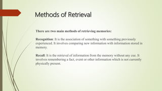 Memory ,factors affecting the Memory ,and the types of memories | PPTX