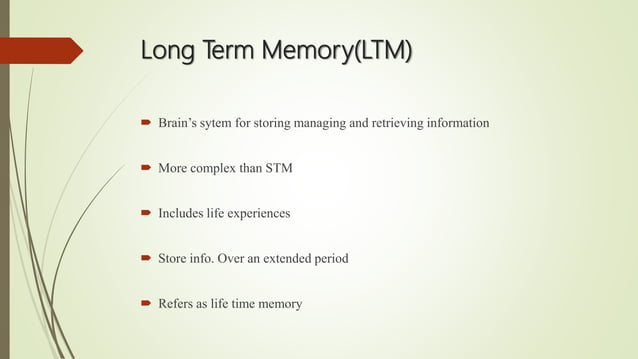 Memory ,factors affecting the Memory ,and the types of memories | PPTX