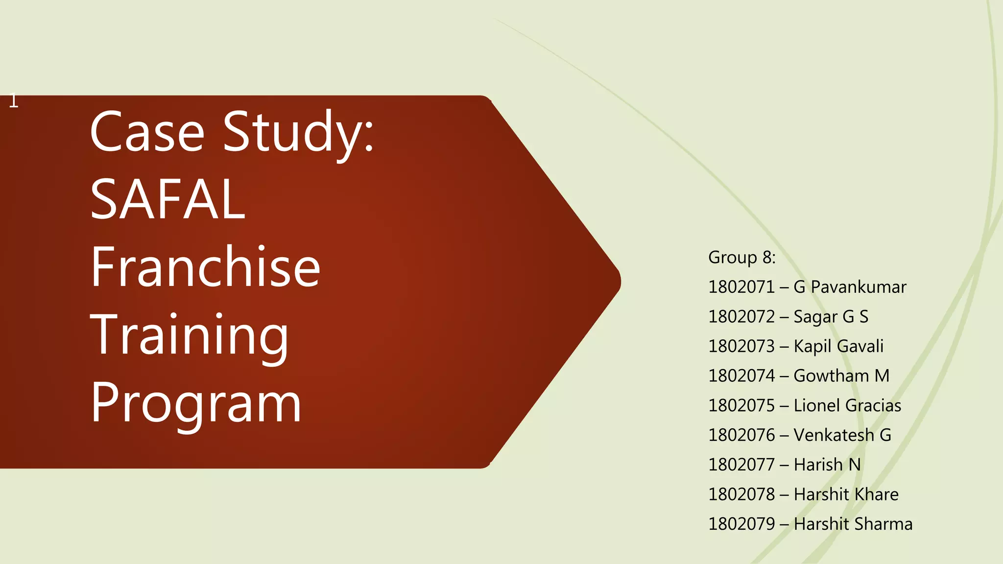 Safal Franchisee Training plan | PPT