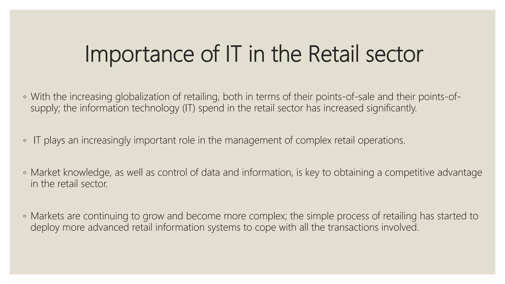 role of retail information systems | PPTX | Retail Industry | Industries