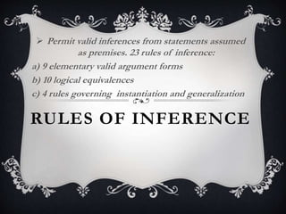 Group 9.1 formal validity and 9 elementary valid argument rules | PPTX