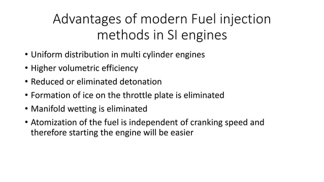 Types of Fuel Injection systems in Spark Ignition and Compression ...