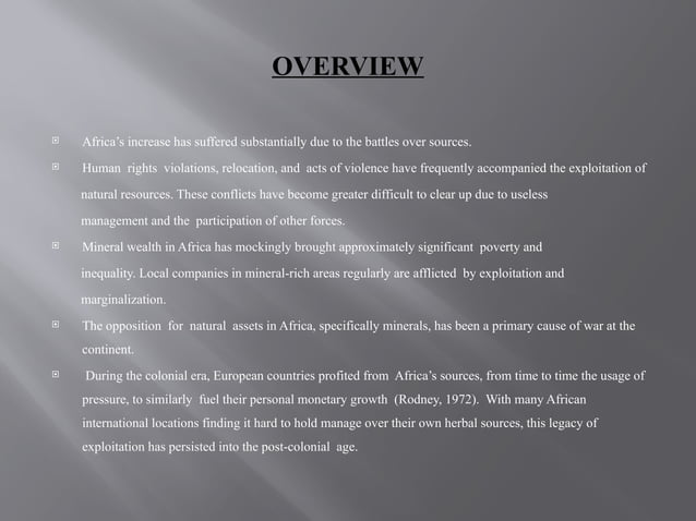 Minerals & Conflict in Africa and its impact in society | PPTX