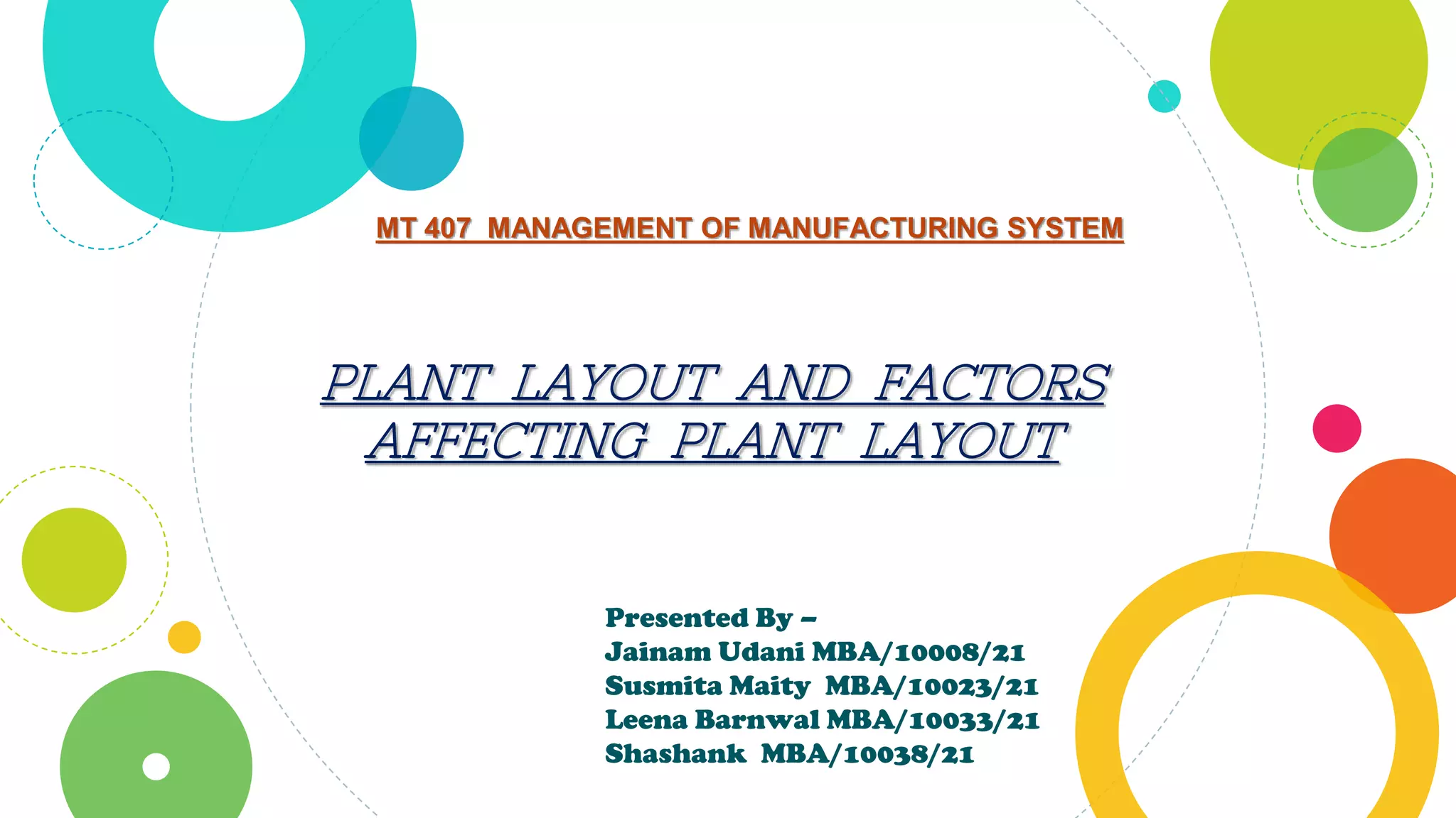 PLANT LAYOUT | PPTX