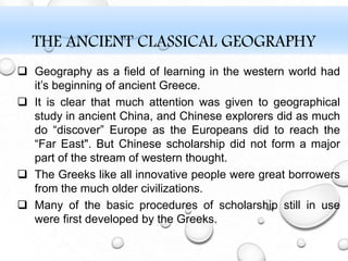 Development of Geographical Thoughts and Explanation in Greek period | PPTX