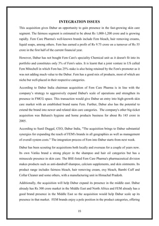 DABUR INDIA LIMITED ACQUISITION OF FEM CARE PHARMA LIMITED | PDF