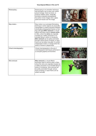Group a visual special effects group document | PDF