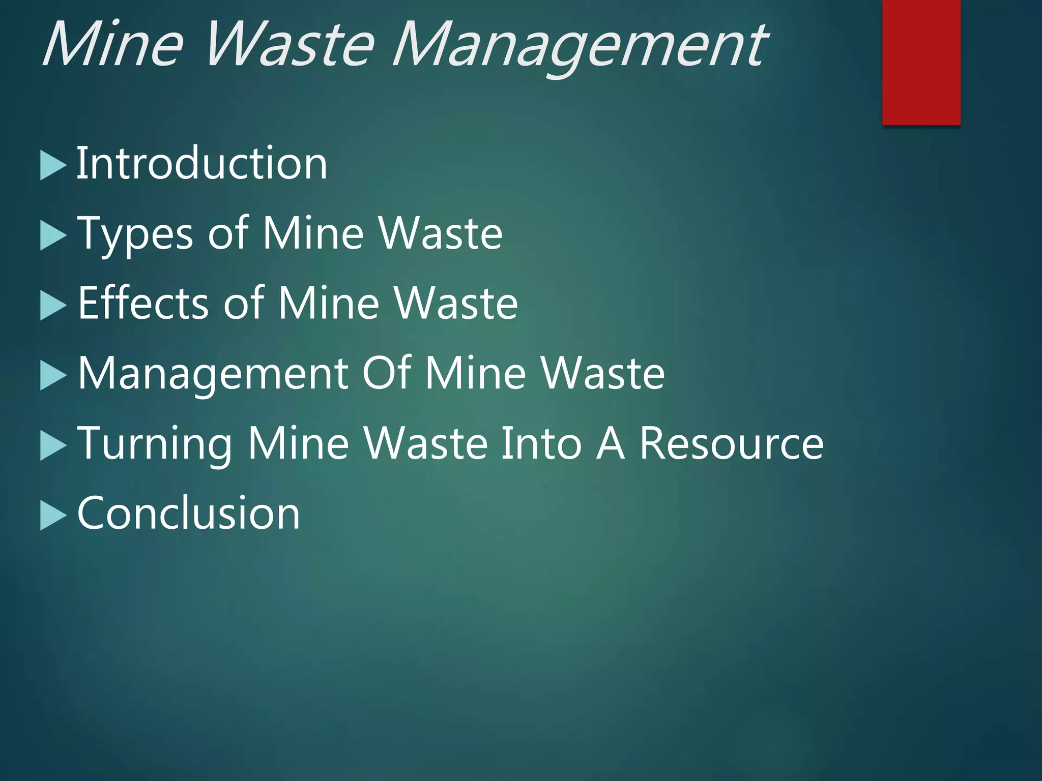 Mine Waste Management | PPTX