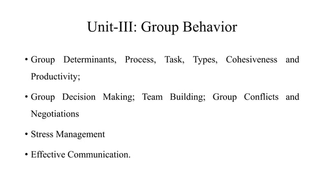 Introduction and overview of Group Behaviour | PPT