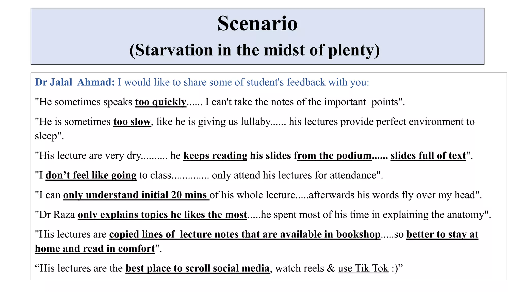 Starvation in the Midst of Plenty (Case Scenario on Traditional Lecture ...
