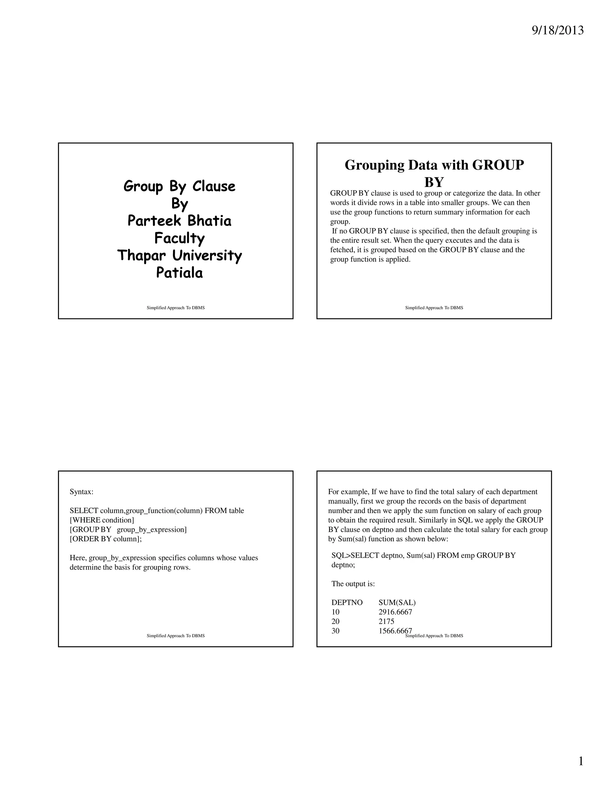 Group by clause mod | PDF