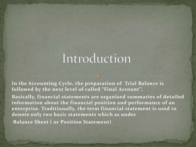 Presentation on Final Accounts | PPTX