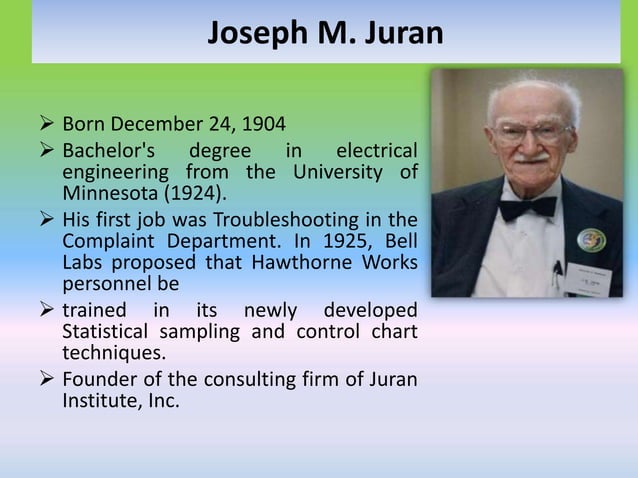 Juran’s Contribution in QM & TQM Emergence | PPTX