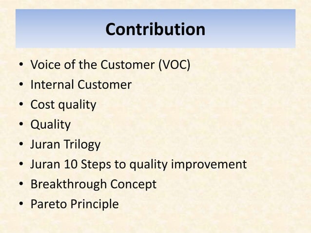 Juran’s Contribution in QM & TQM Emergence | PPTX
