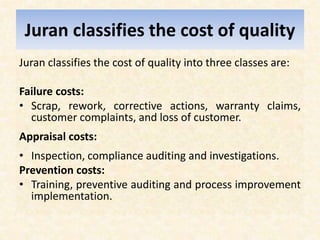 Juran’s Contribution in QM & TQM Emergence | PPTX