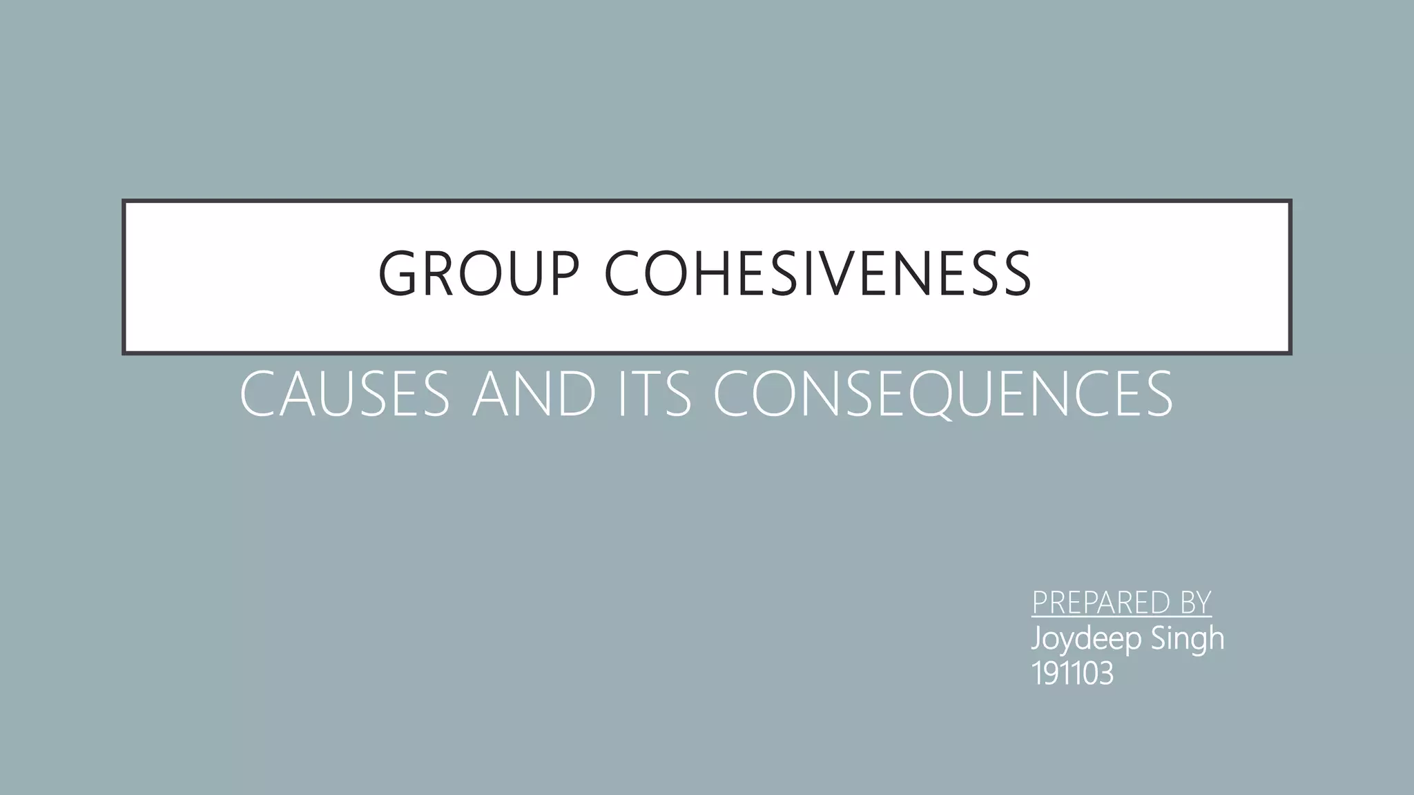 GROUP COHESIVENESS | PPTX | Science