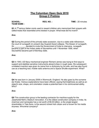 Group c prelims | DOCX