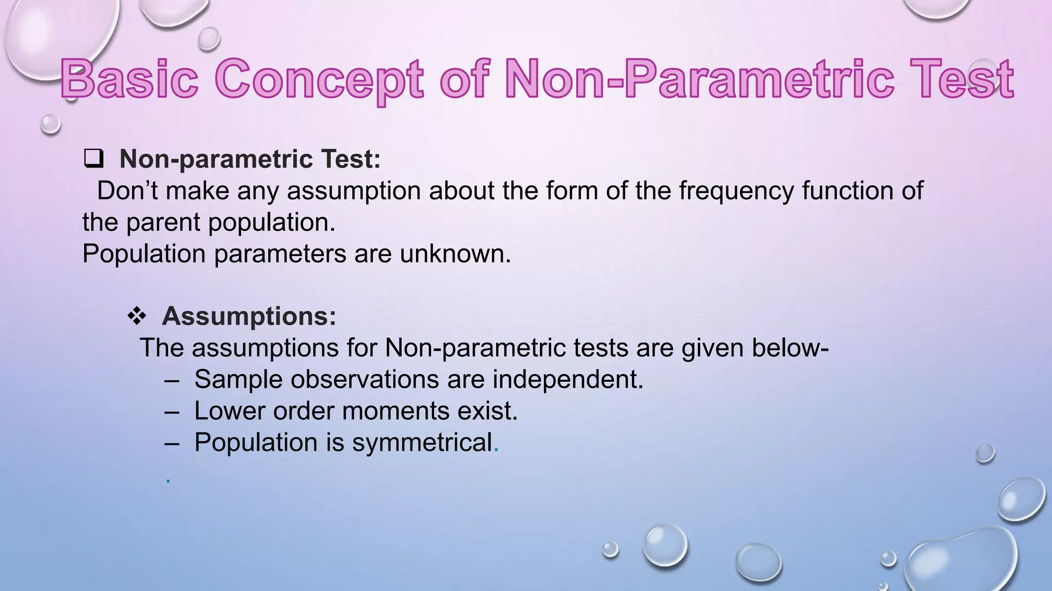 Basic Concepts of Non-Parametric Methods ( Statistics ) | PPT