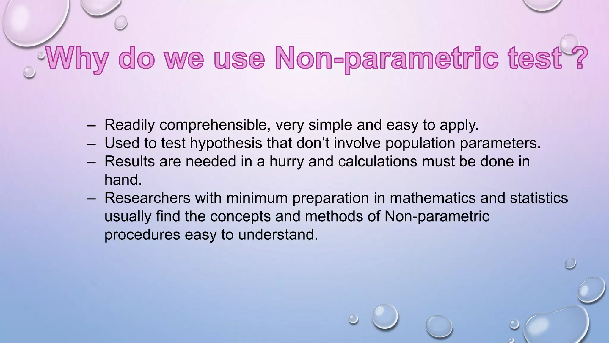 Basic Concepts of Non-Parametric Methods ( Statistics ) | PPTX