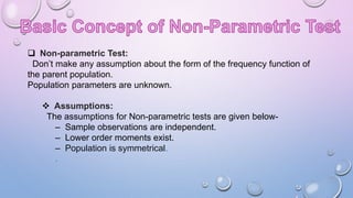 Basic Concepts of Non-Parametric Methods ( Statistics ) | PPTX