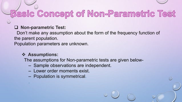 Basic Concepts of Non-Parametric Methods ( Statistics ) | PPT