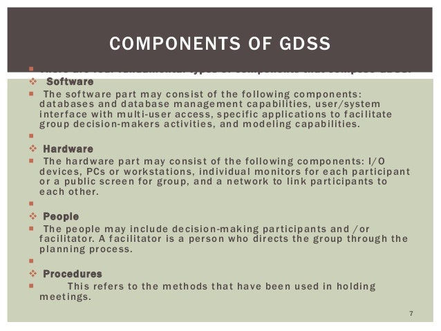 Group decision support systems (gdss)