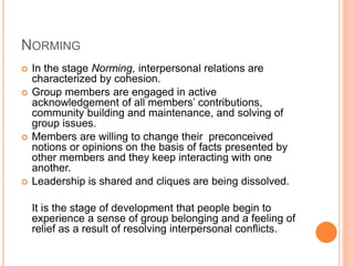 Stages of Group Development | PPTX