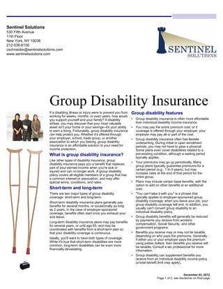 Group Disability Insurance | PDF | Government Support and Welfare ...