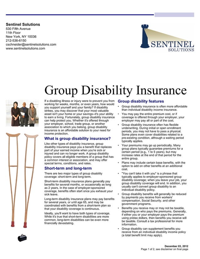 Group Disability Insurance | PDF | Government Support and Welfare ...