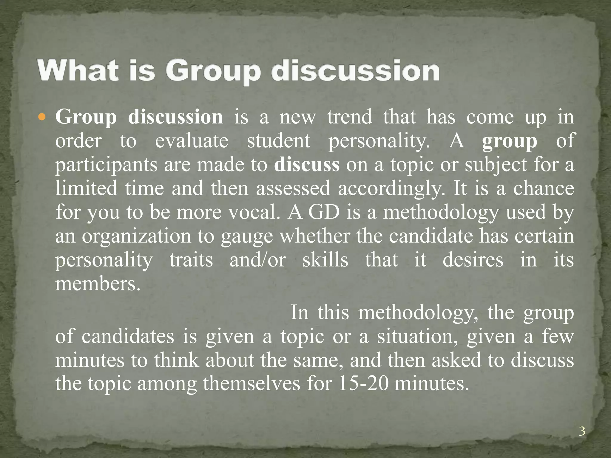 Group discussion | PPT