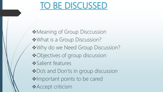 Group discussion | PPTX | Education