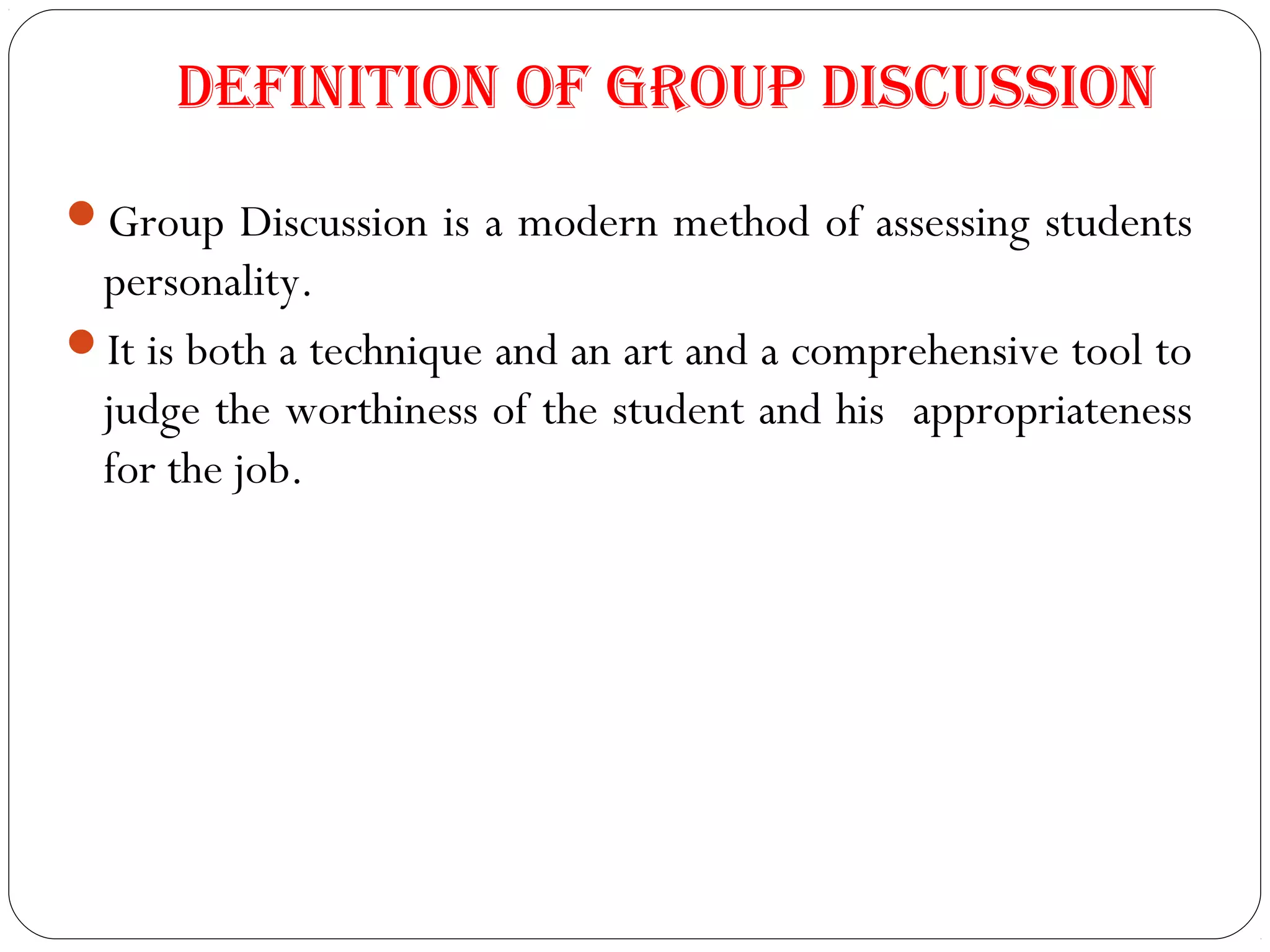 Group discussion | PPT