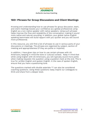 Professional Business English Phrases for Meetings | PDF