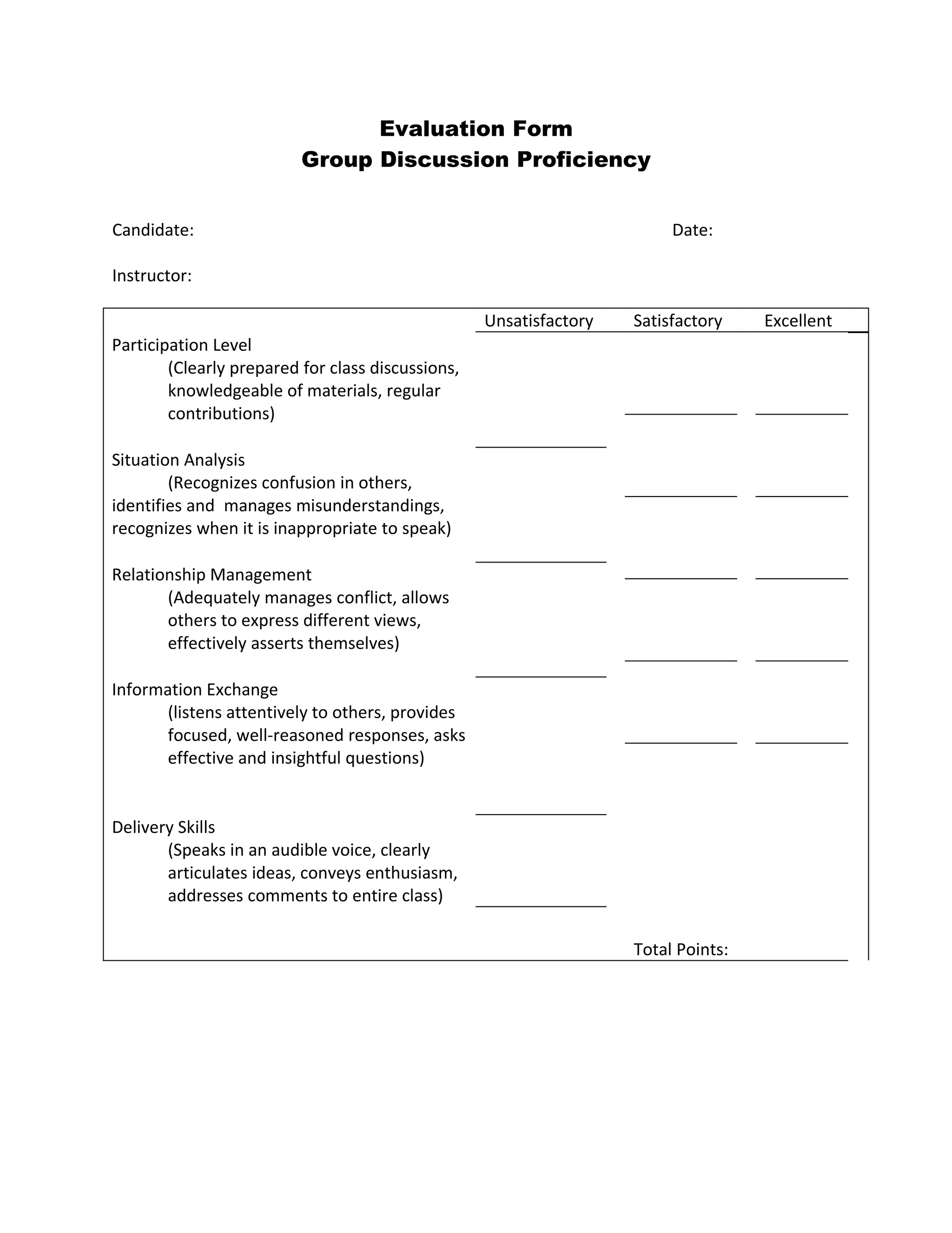 Group Discussion Proficiency Evaluation | DOC