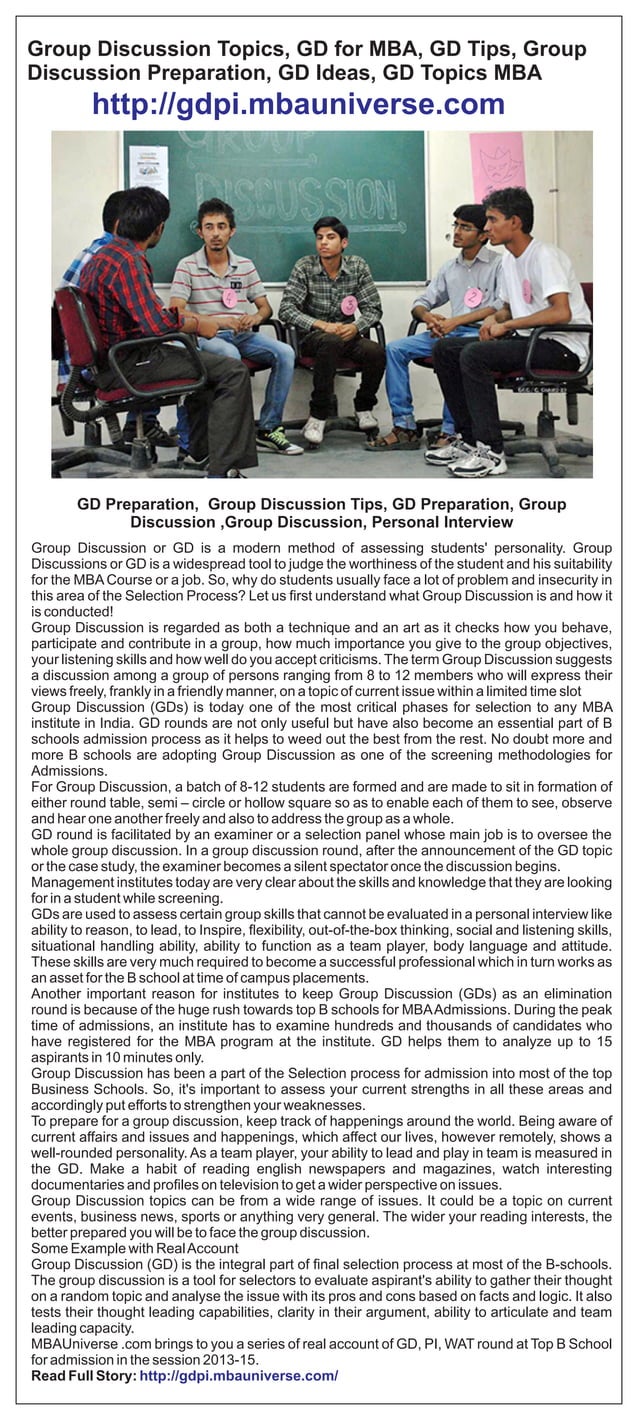 Group discussion topics, gd for mba, gd tips, group discussion ...