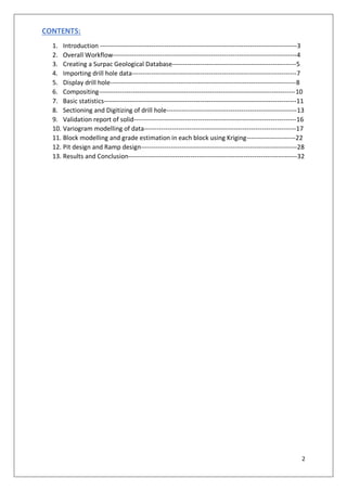 Resource estimation using Surpac software in mining | PDF