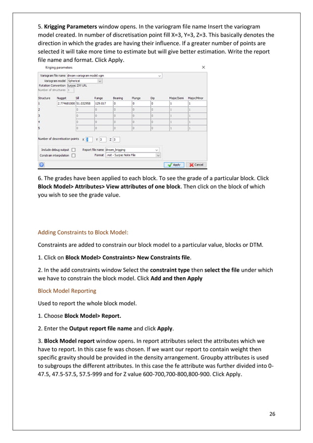 Resource estimation using Surpac software in mining | PDF | Databases | Computer Software and ...