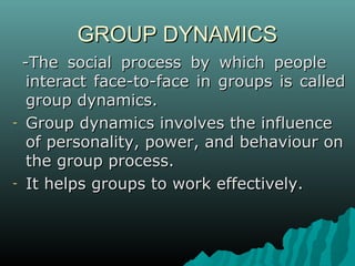 Group dynamics | PPT
